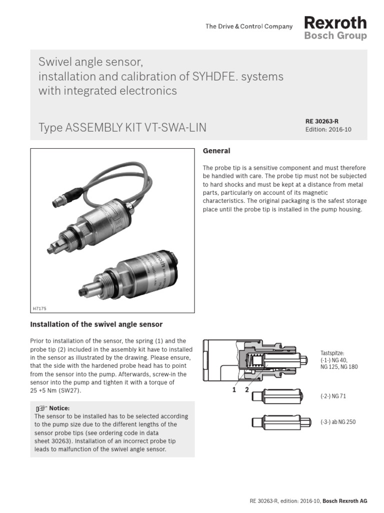 Rexroth RE 30263-R Sensor Angulo Desplazamiento | PDF | Valve | Digital ...