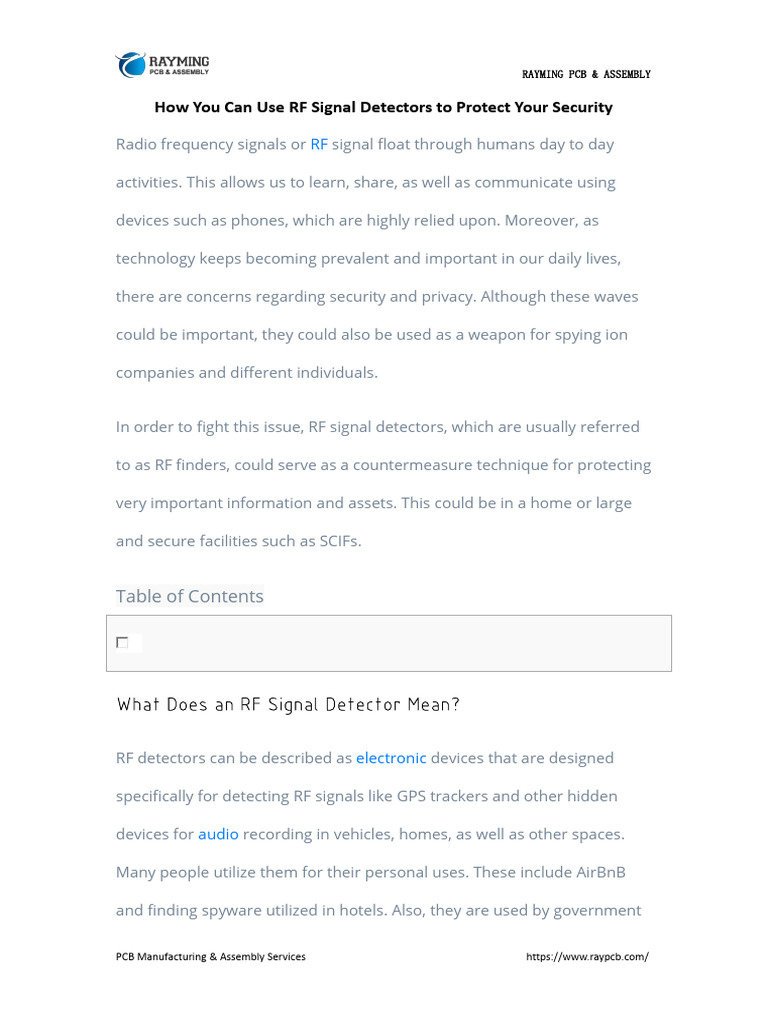 How You Can Use RF Signal Detectors To Protect Your Security | PDF ...