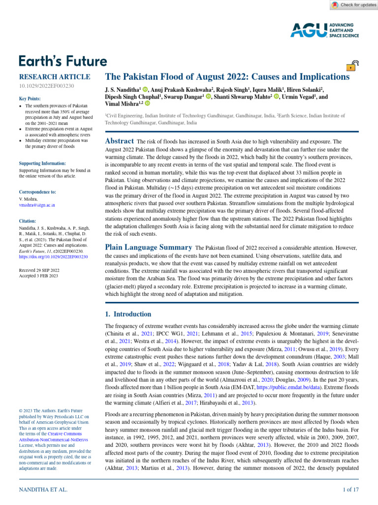 Earth S Future - 2023 - Nanditha | PDF