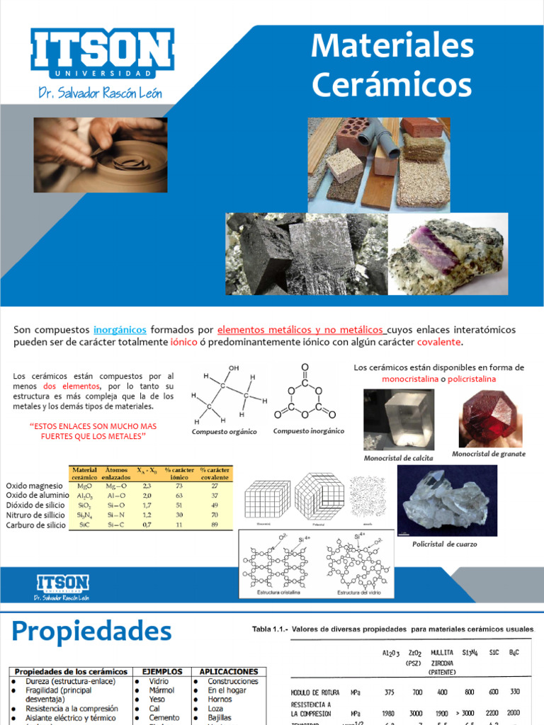 Propiedades y Clasificación de Cerámicos | PDF | Compuestos químicos ...