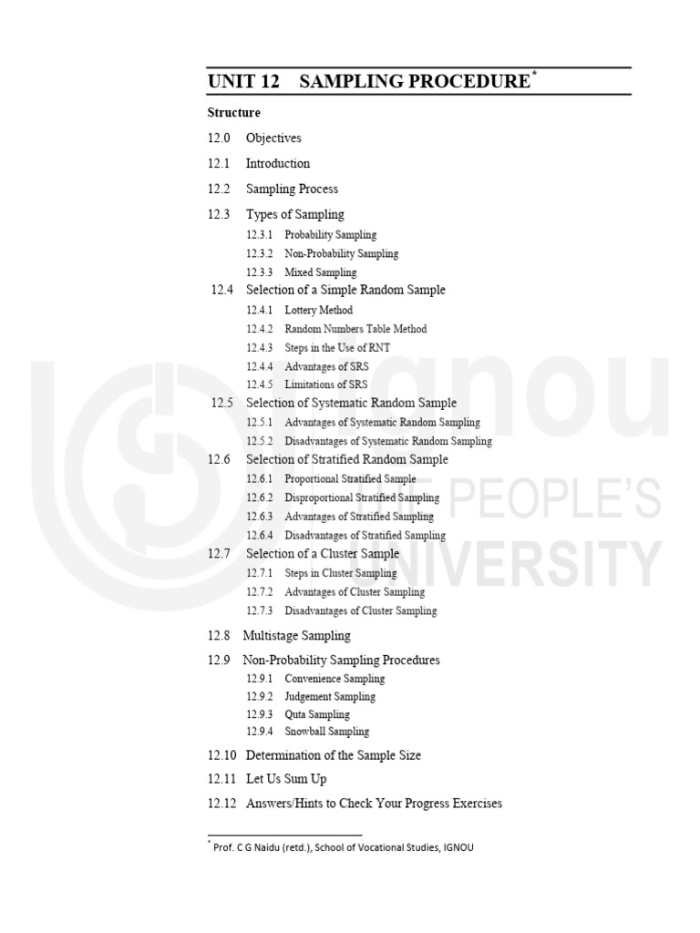 Unit-12 | PDF | Sampling (Statistics) | Survey Methodology