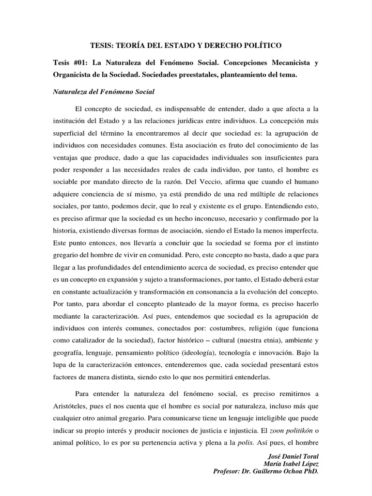 TESIS JOSÉ DANIEL TORAL Y MARÍA ISABEL LÓPEZ - TEORÍA DEL ESTADO Y ...