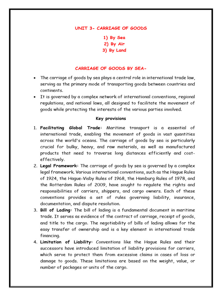 Means of Carriage of Goods | PDF | Bill Of Lading | Cargo
