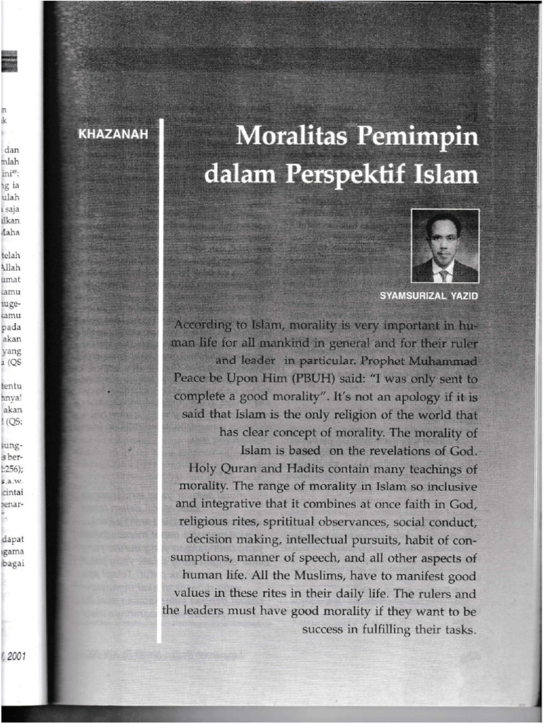 Moralitas Pimpinan Dalam Perspektif Islam | PDF