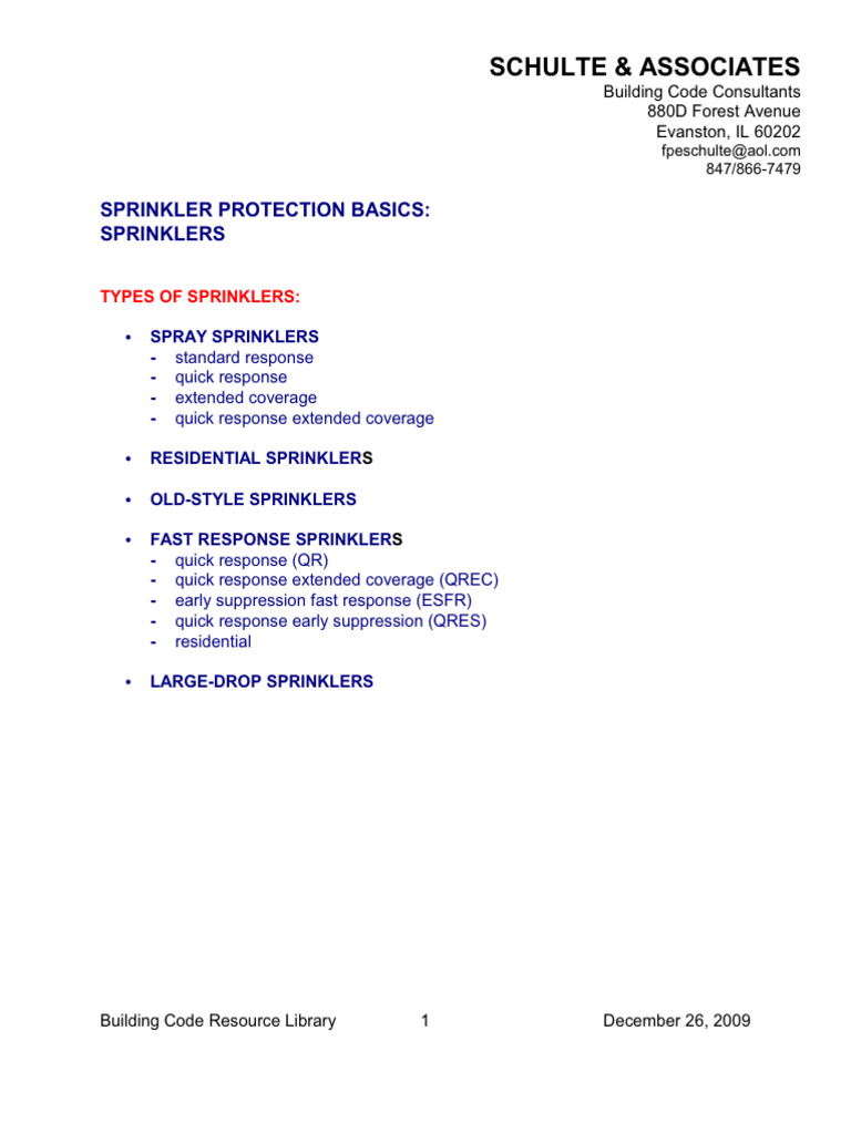 Sprinkler Types and Requirements | PDF | Fire Sprinkler System ...
