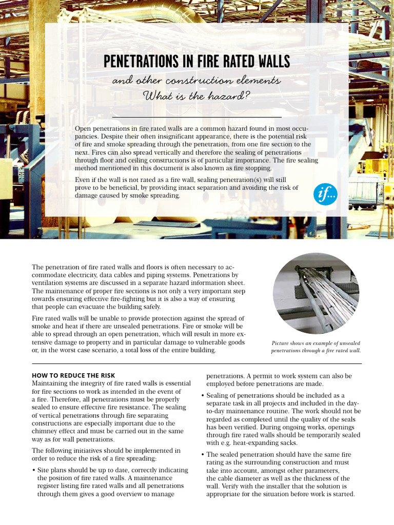 Penetration in Fire Rated Walls Hazard Infosheet | PDF | Fires | Wall