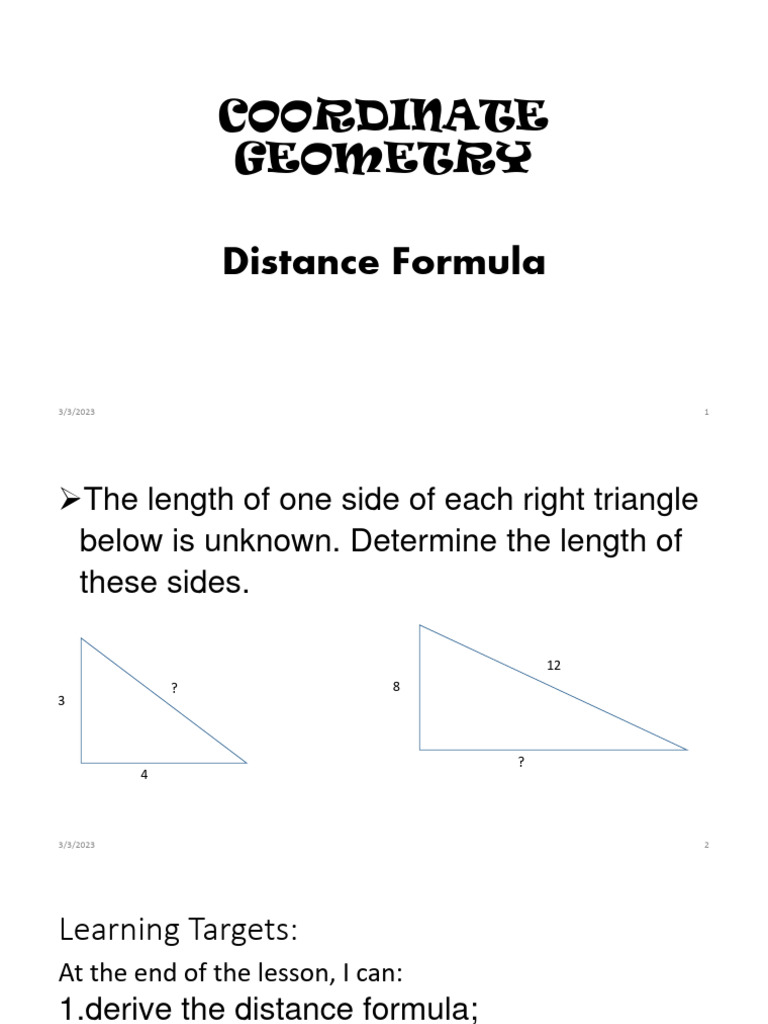 Lesson17Distanceformula | PDF | Distance | Geometry