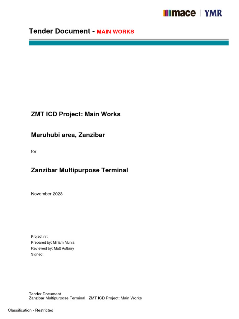 ZMT ICD Project - Main Works RFP (Part 1) | PDF | Employment | General Contractor