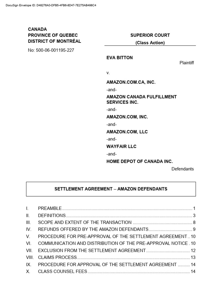 Amazon Settlement Agreement Executed | PDF | Class Action | Settlement ...