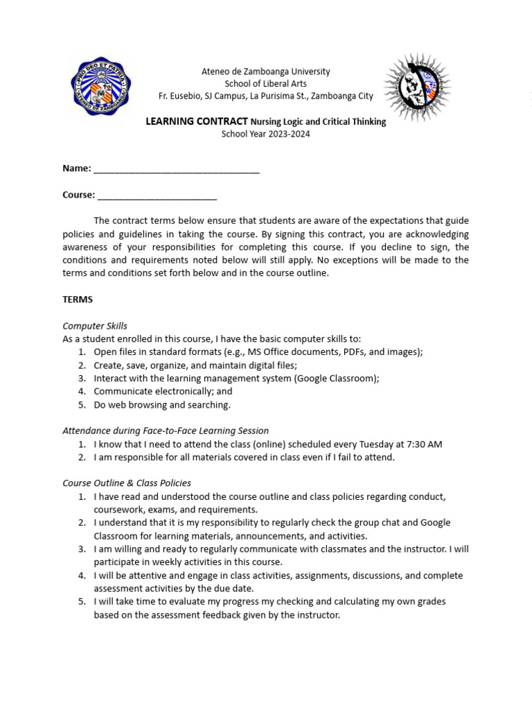 Learning Contract | PDF | Learning