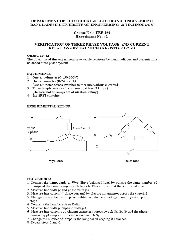 EEE260 Exp1 | PDF | Voltage | Switch