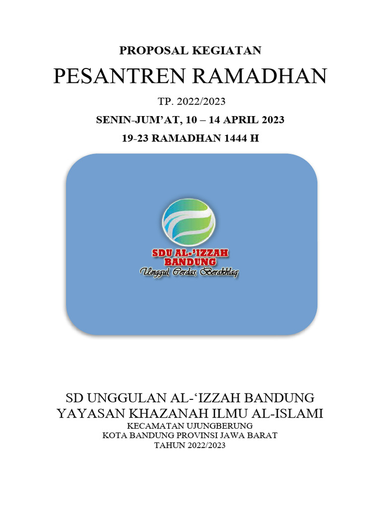 Proposal Pesantren Ramadhan-Ujian Tahfidz 2023 | PDF