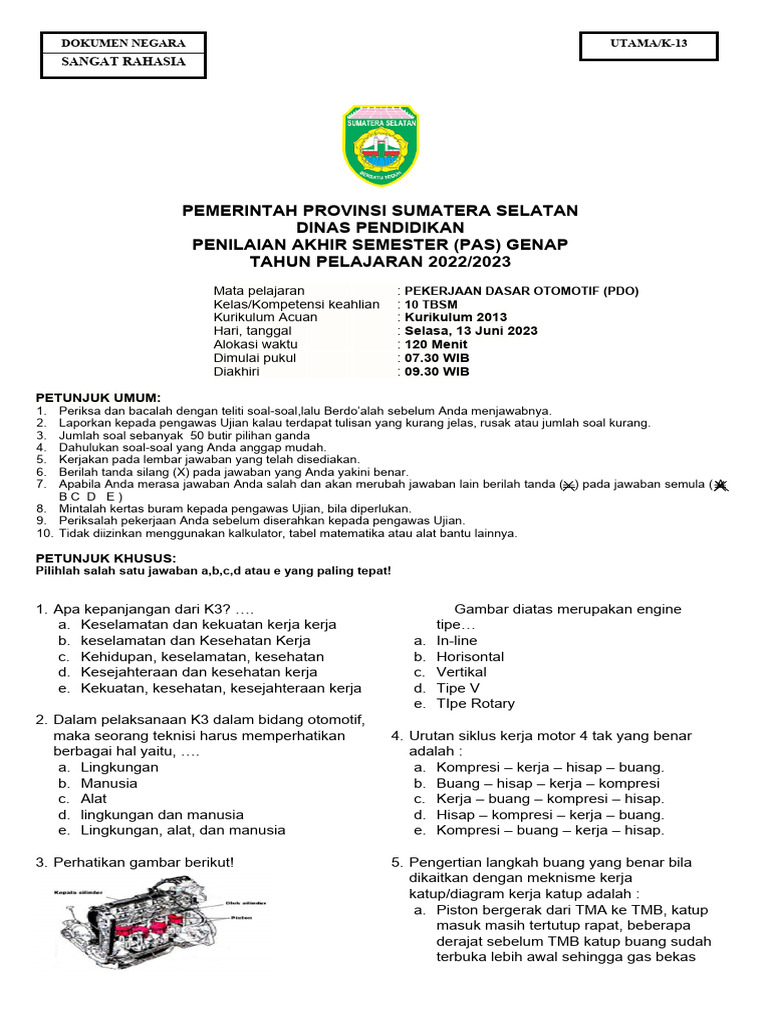 Soal Pdo TBSM SMT 2 | PDF