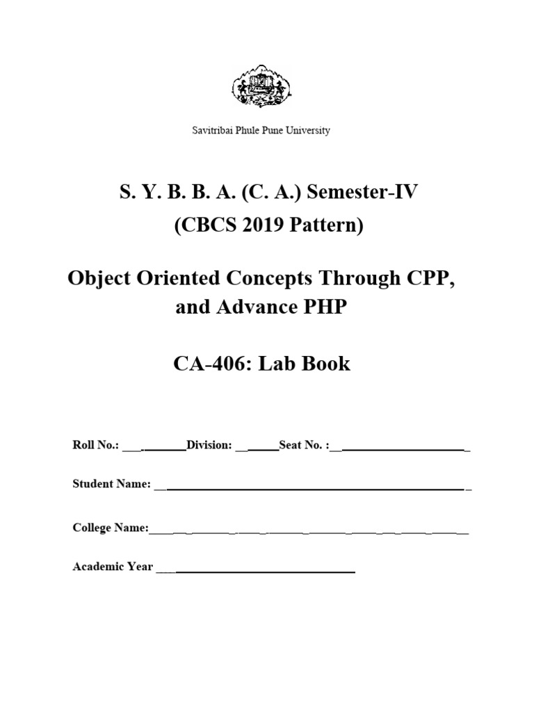 Sybba Ca Sem Iv Labbook Pdf Object Oriented Programming Programming