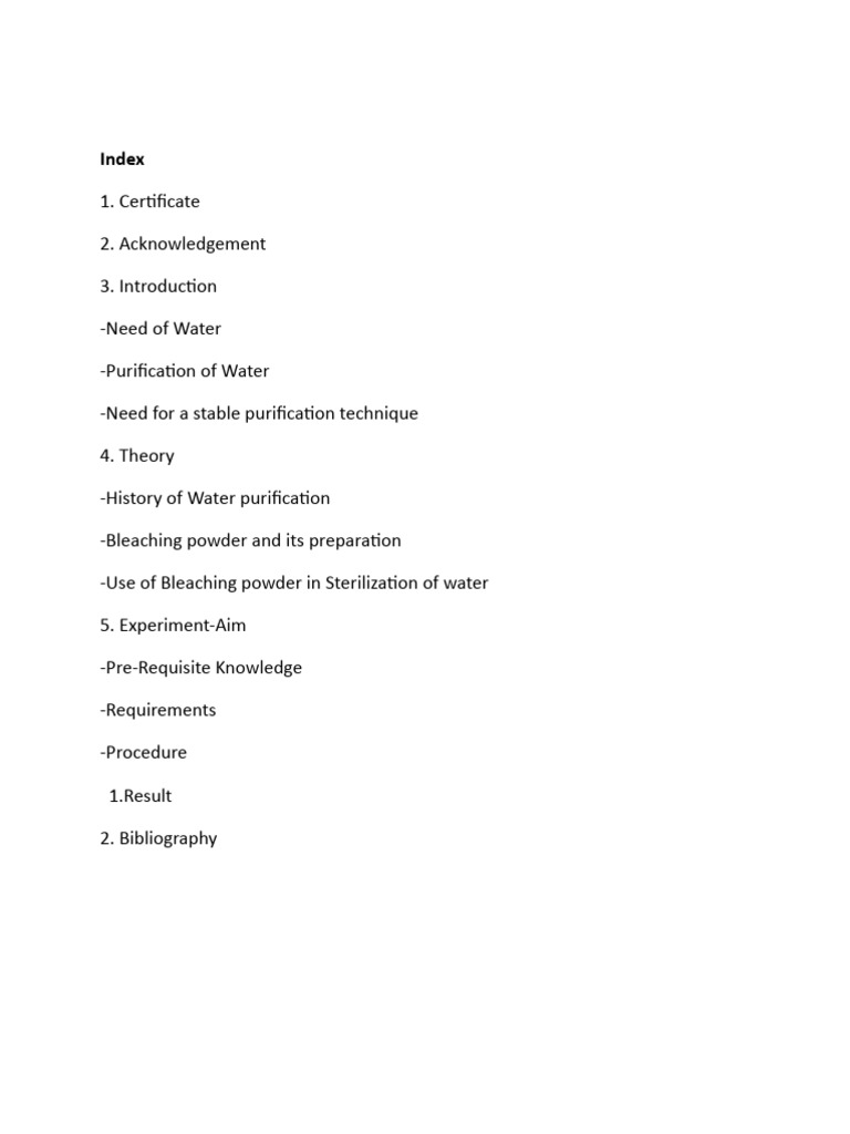 Chemistry Project Class 11 | PDF | Water Purification | Chlorine