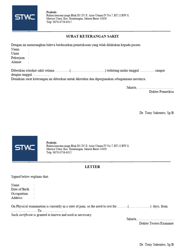 Surat Keterangan Sakit | PDF