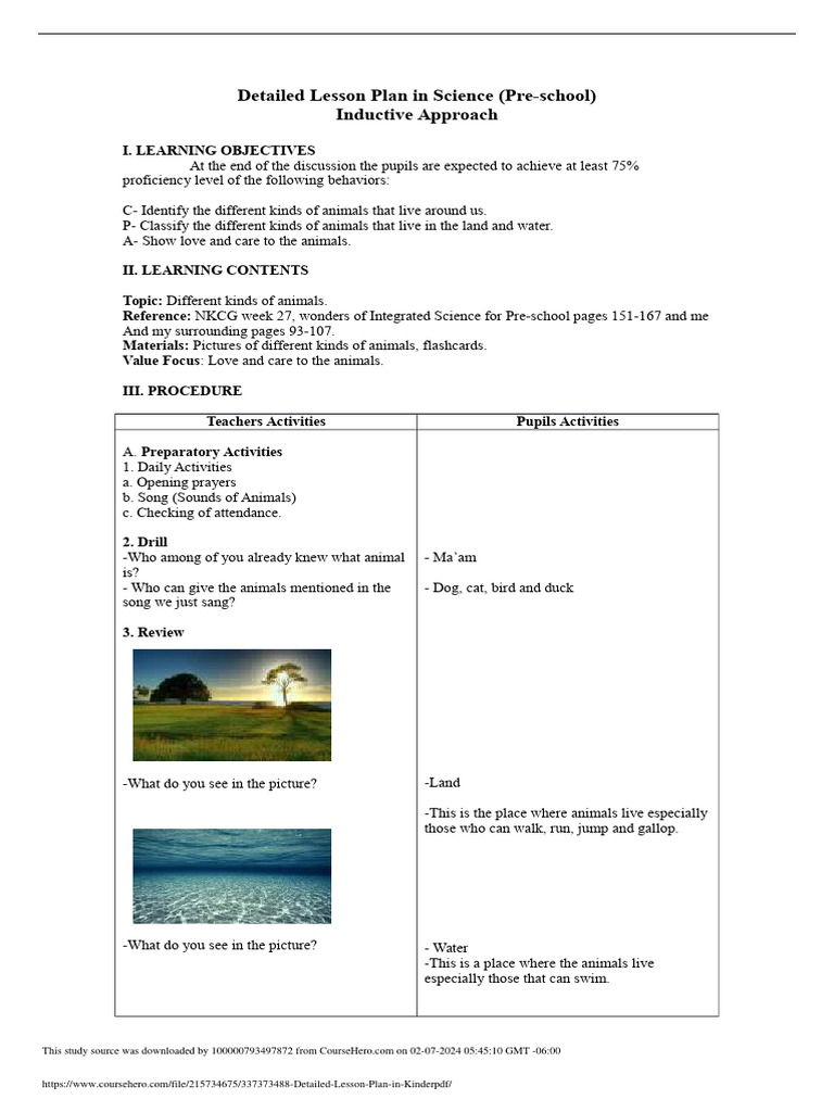 Detailed Lesson Plan in Kinder PDF | PDF