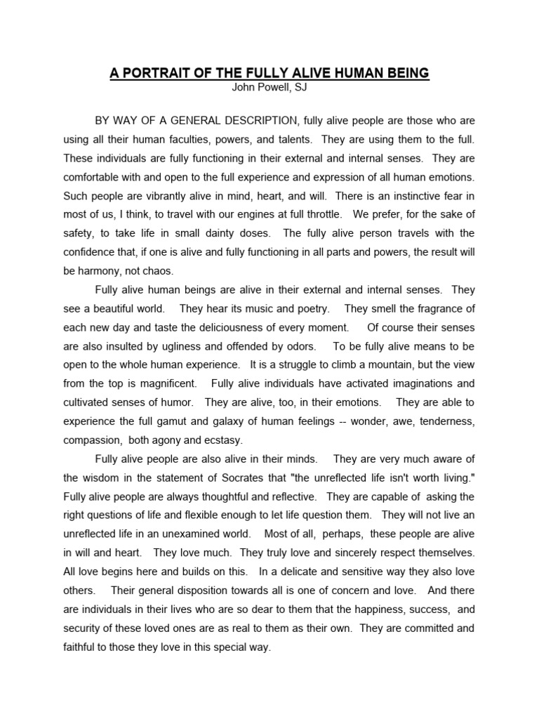 A Portrait of The Fully Alive Human Being | PDF