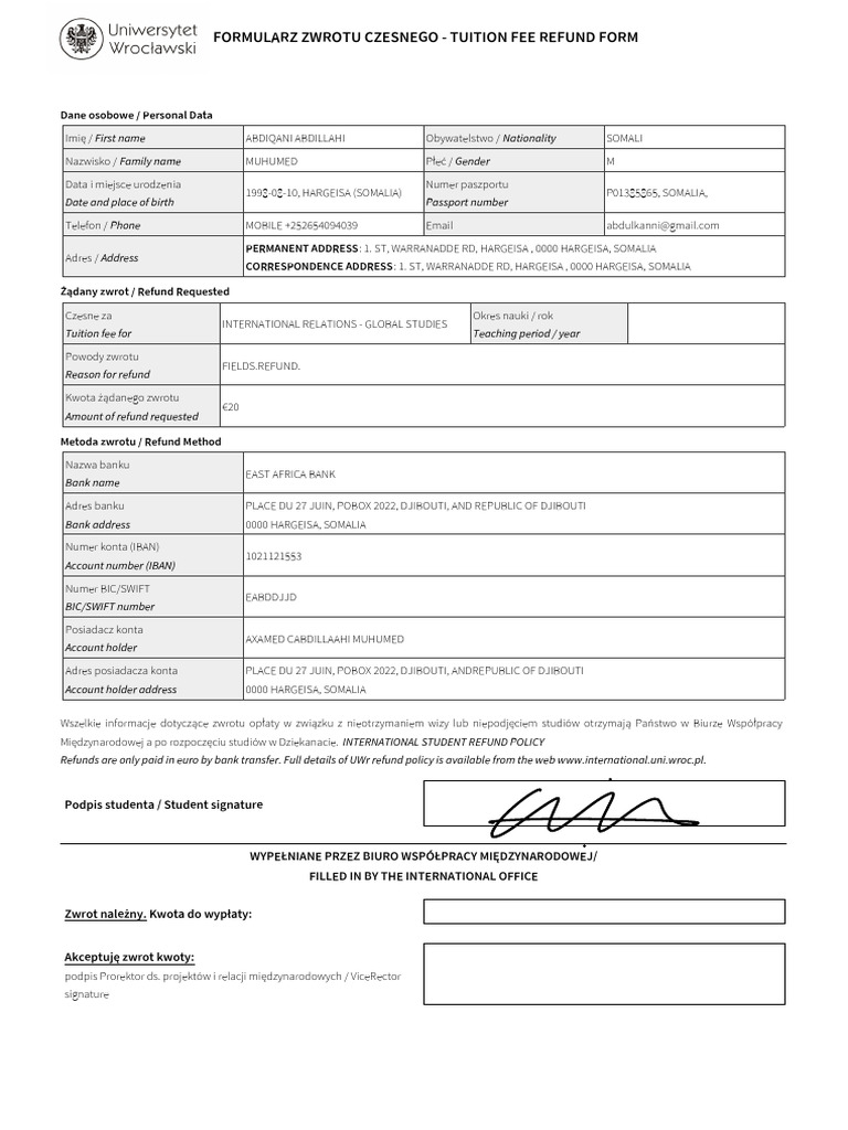 Refund Form | PDF
