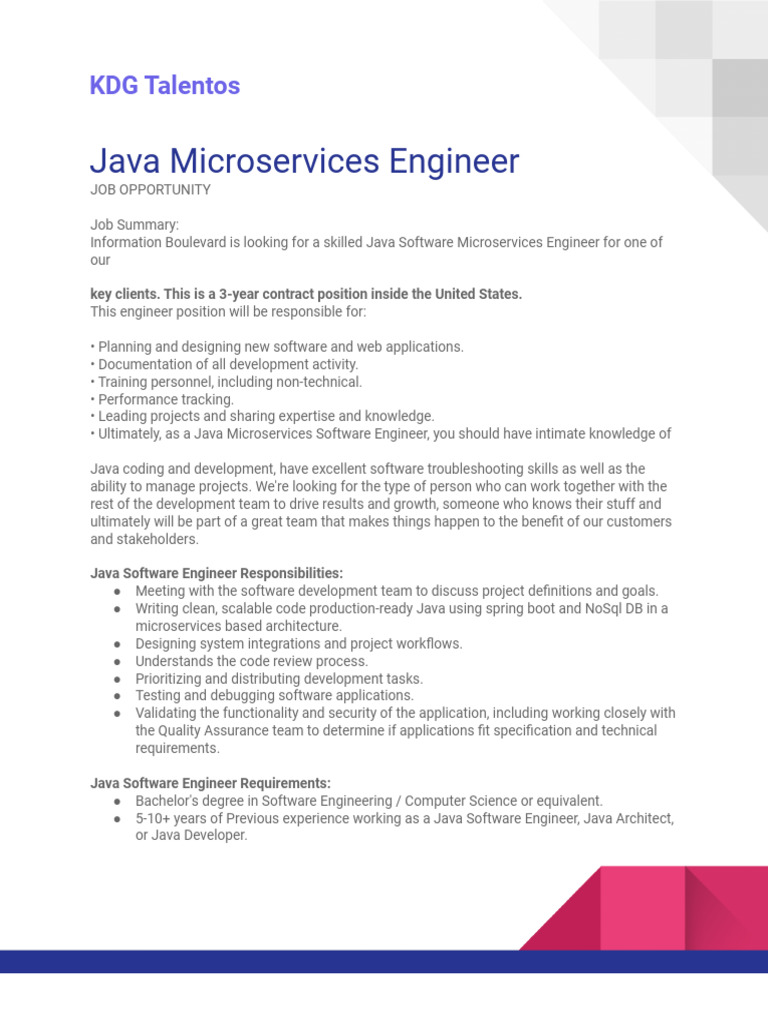 Java Microservices Engineer (KDG Talentos Nov. 2021) | PDF | Representational State Transfer ...