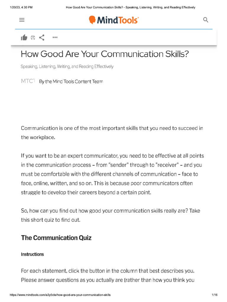 Communication Skills Score | PDF