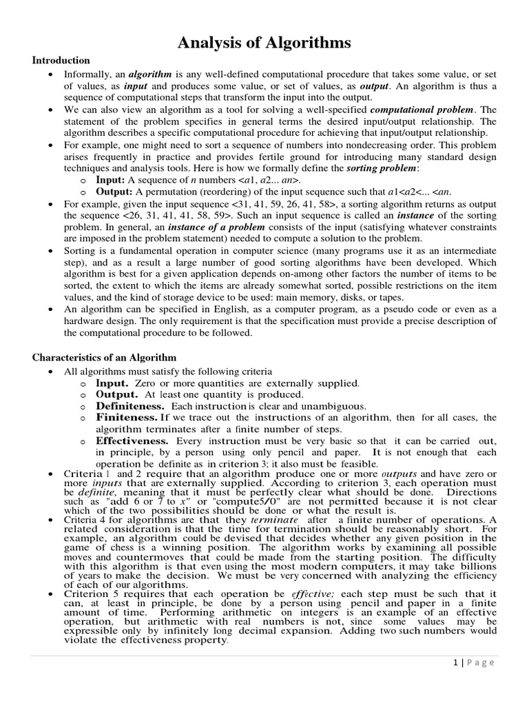 Chapter 1.1 - Analysis of Algorithms-1 | PDF | Algorithms | Input/Output
