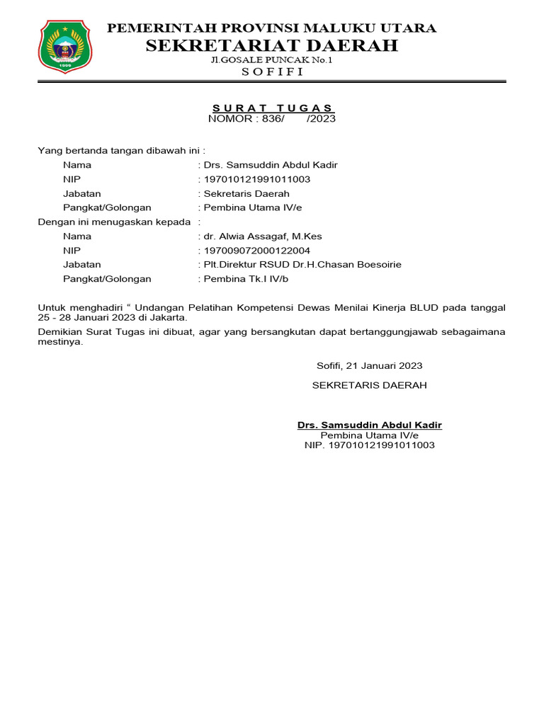 SPPD Sekda 2023 | PDF