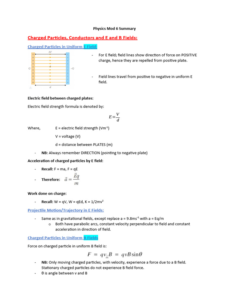 Phys Mod 6 Summary | PDF | Magnetic Field | Force