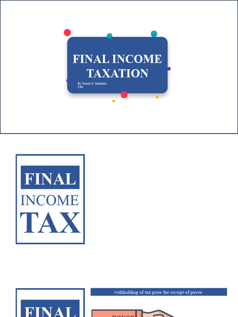 Final Taxation on Passive Income Guide | PDF | Taxes | Dividend