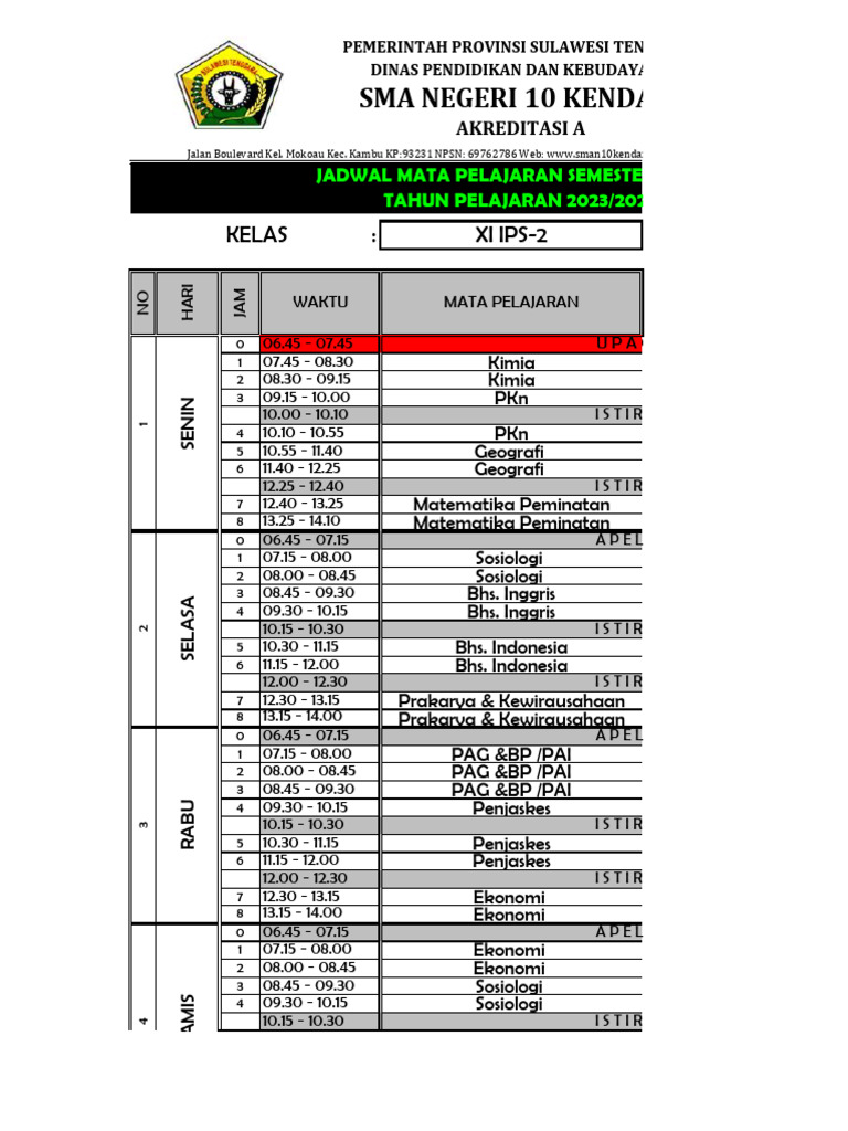 Jadwal Genap TP 2023-2024 | PDF
