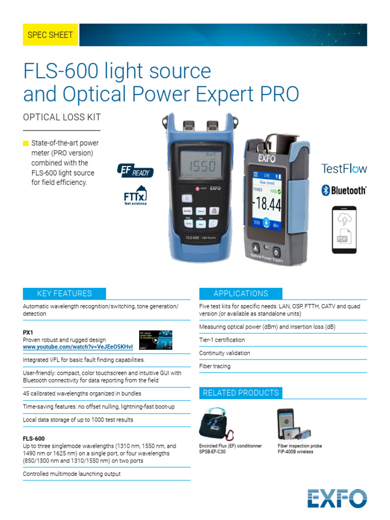 EXFO FLS-600 & PX1-PRO Overview | PDF | Fiber To The X | Optical Fiber