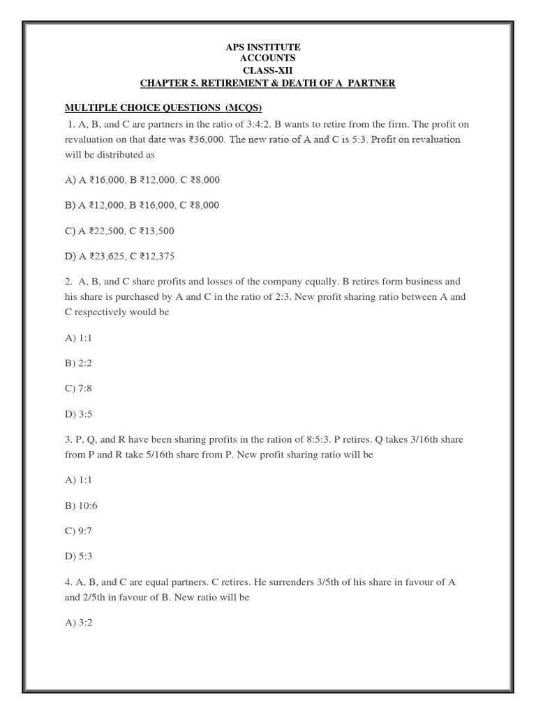 Accounts Retirement & Death of A Patner | PDF | Balance Sheet | Economies