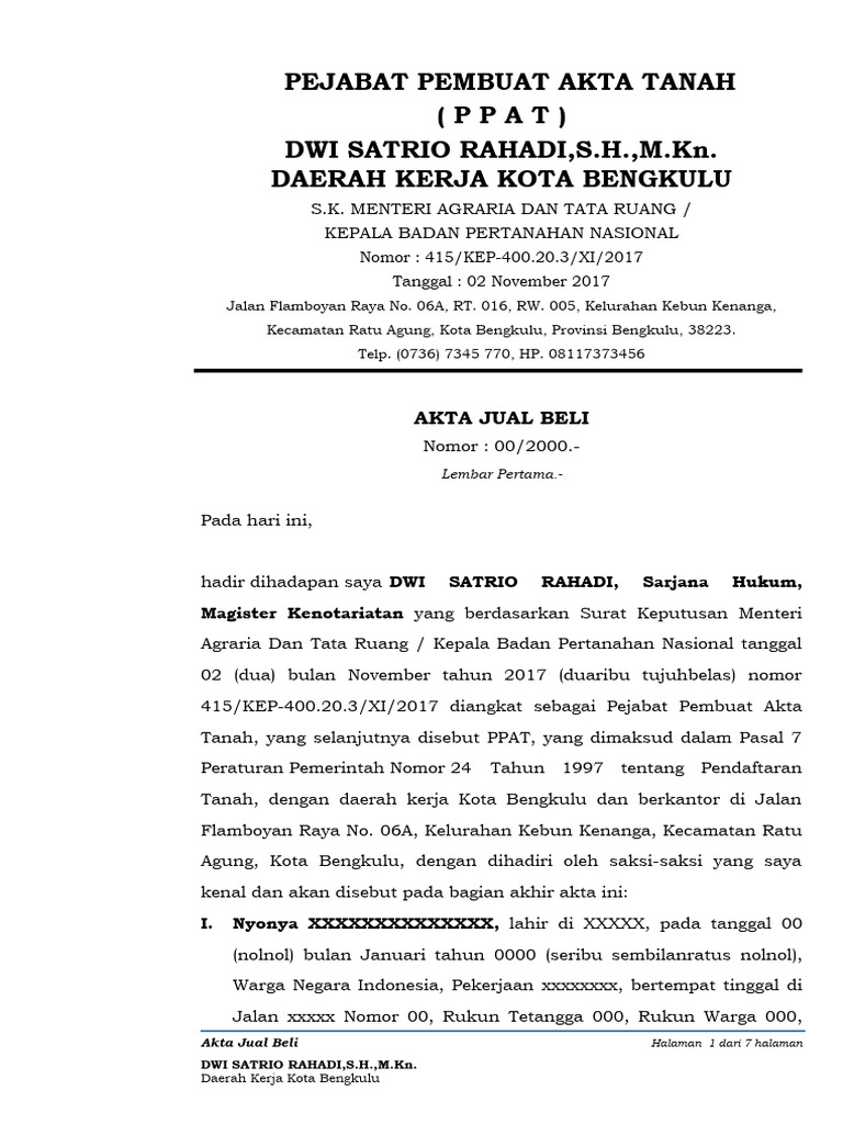 Draft AKTA JUAL BELI-persetujuan | PDF