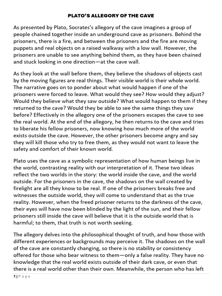 Plato's Allegory of The Cave | PDF | Epistemology | Metaphysics