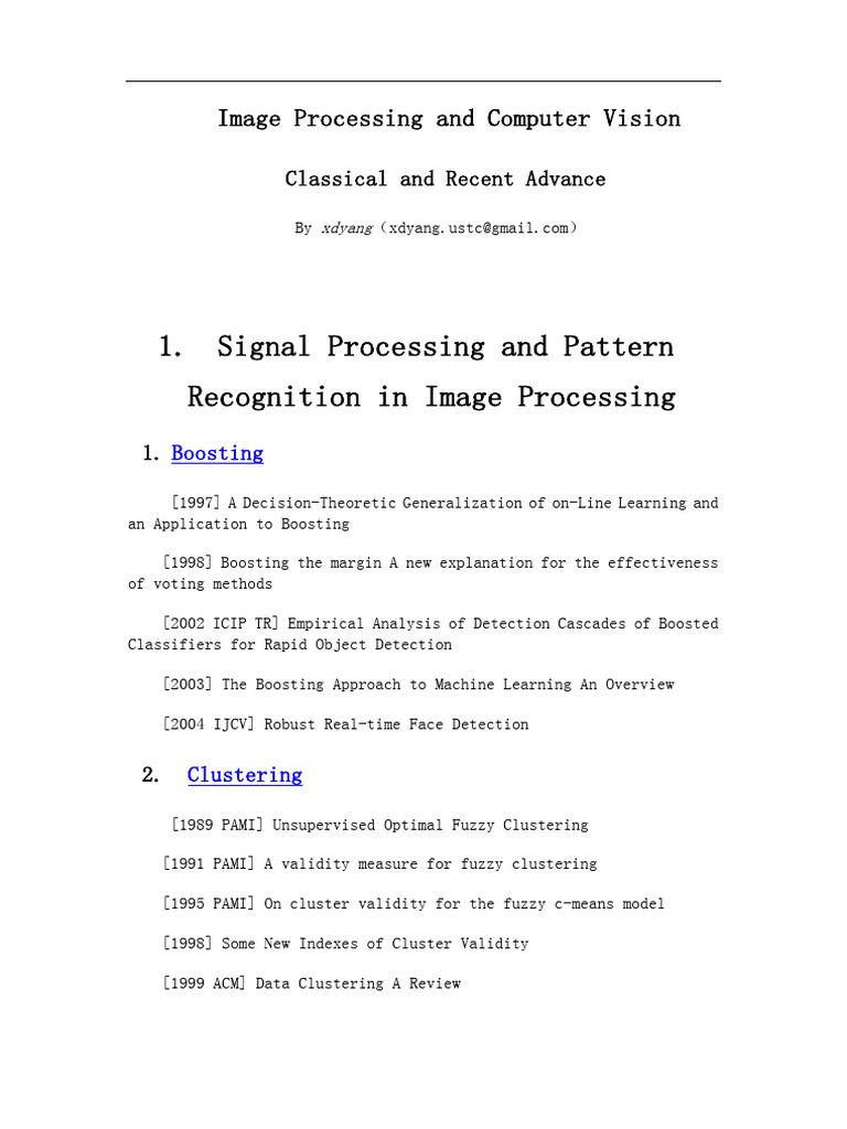 Image Processing and Computer Vision - Classic | PDF | Cluster Analysis | Wavelet