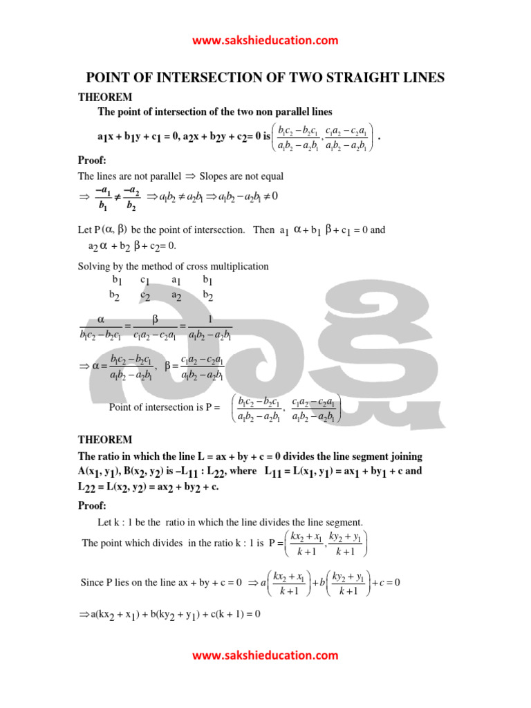 03 03 Point of Intersection of Two Straight Lines | PDF | Line ...