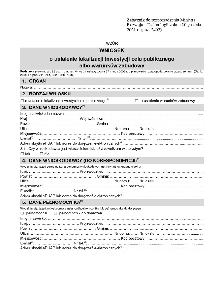 Wniosek o Warunki Zabudowy Wzor | PDF