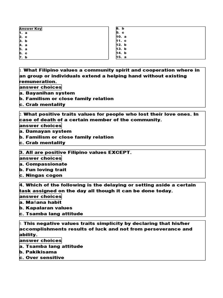 Filipino Values | PDF | Social Psychology | Behavioural Sciences