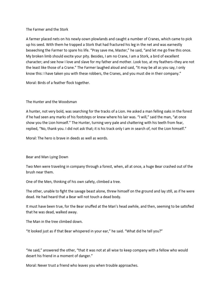 Fables with Morals: Lessons from Animals | PDF