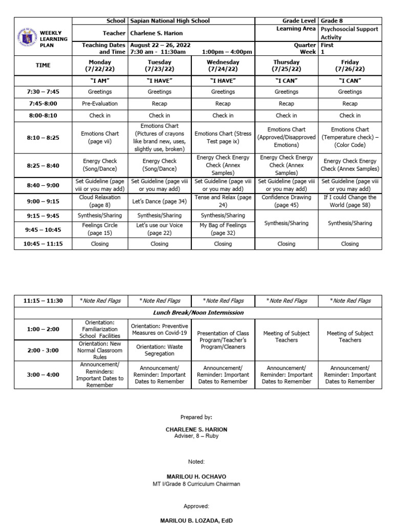 WLP Week 1 PSS | PDF