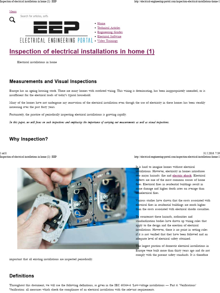 Inspection of Electrical Installations I | PDF | Electrical Wiring ...
