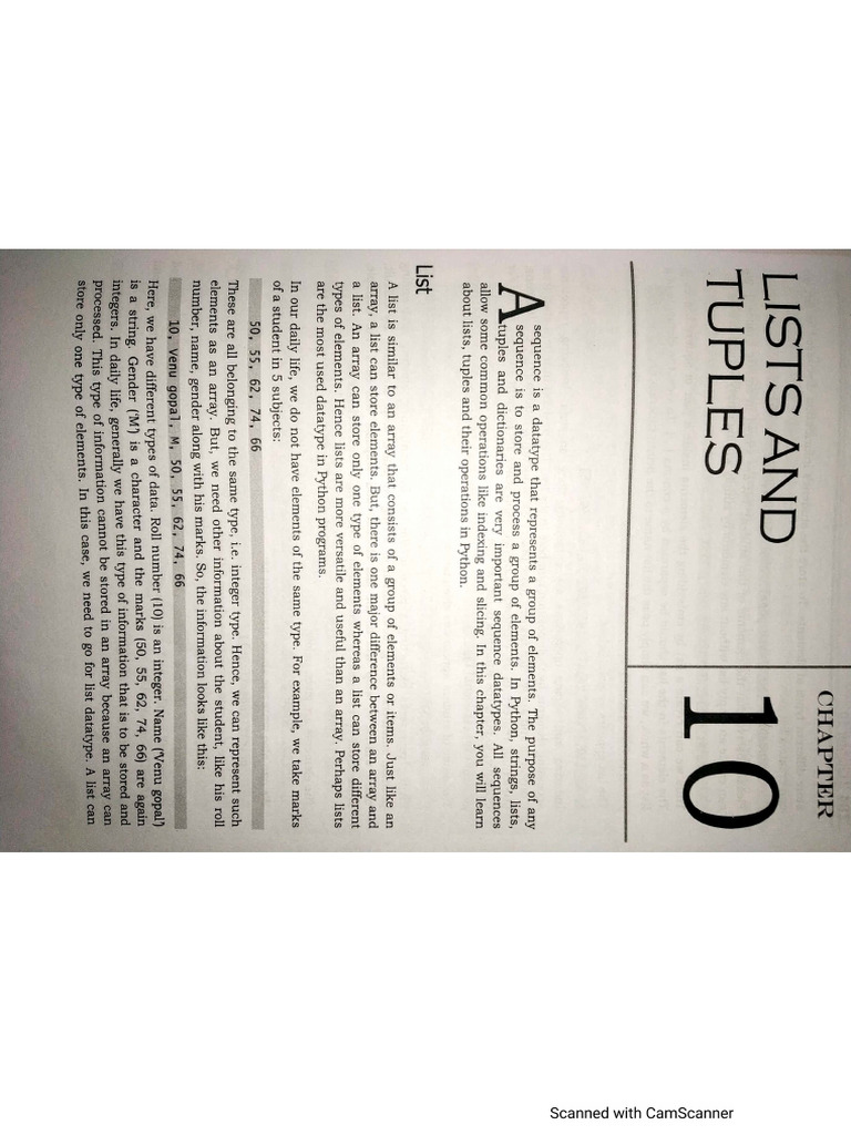 Chapter 10 - Lists and Tuples | PDF