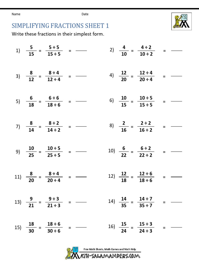 Simplifying Fractions 1 | PDF