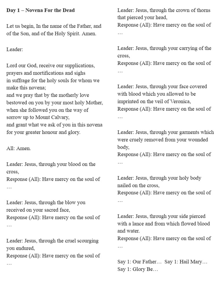 Novena For The Dead | PDF | Mercy | Jesus
