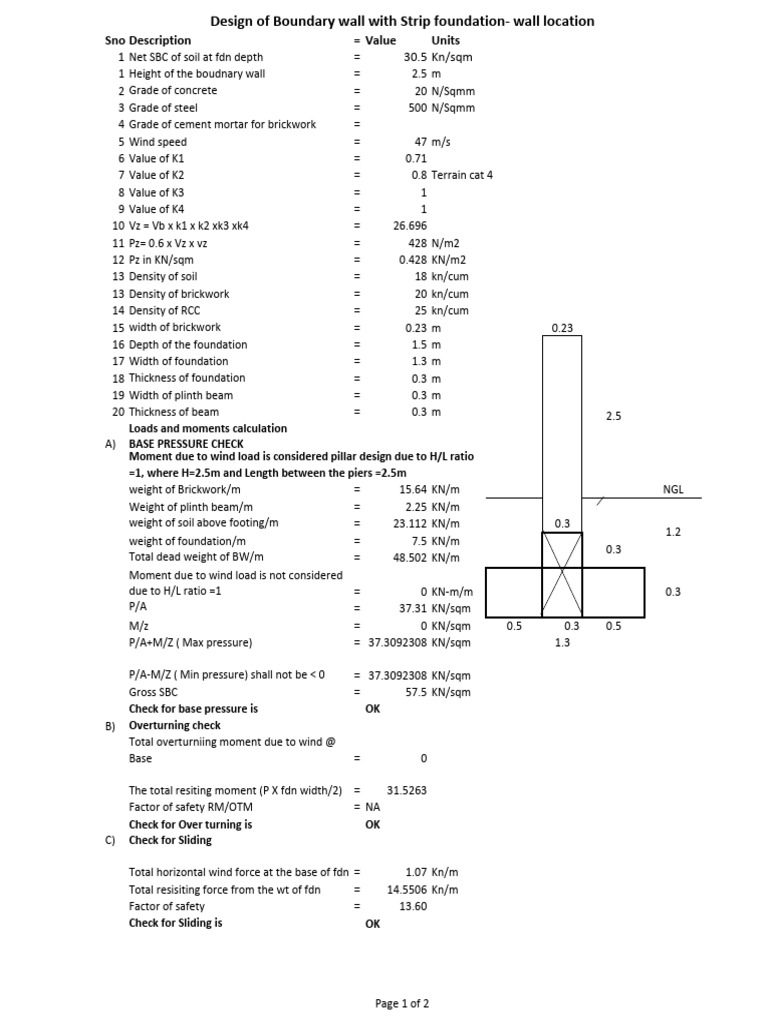 Boundry Wall Design | PDF | Foundation (Engineering) | Architectural Design