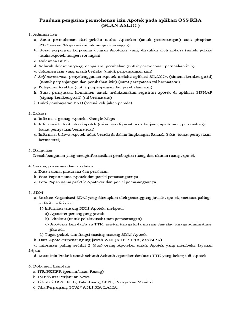 Panduan Izin Apotek Pada Aplikasi OSS RBA | PDF