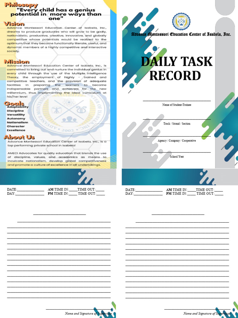 SHS Daily Task Record Template | PDF