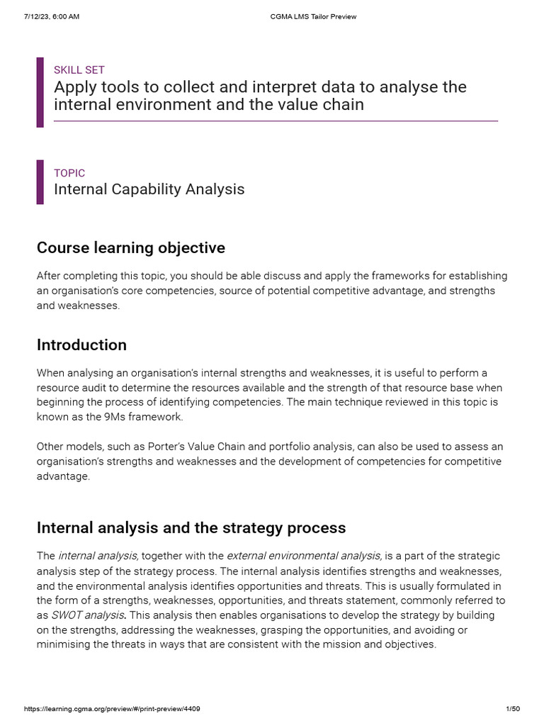 6 Internal Capability Analysis | PDF