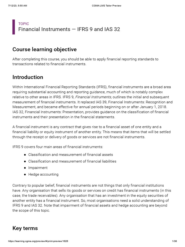 6 Financial Instruments - IFRS 9 and IAS 32 | PDF | Fair Value | Equity ...
