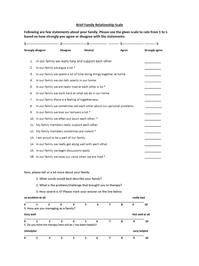 Brief Family Relationship Scale | PDF | Language Arts & Discipline ...